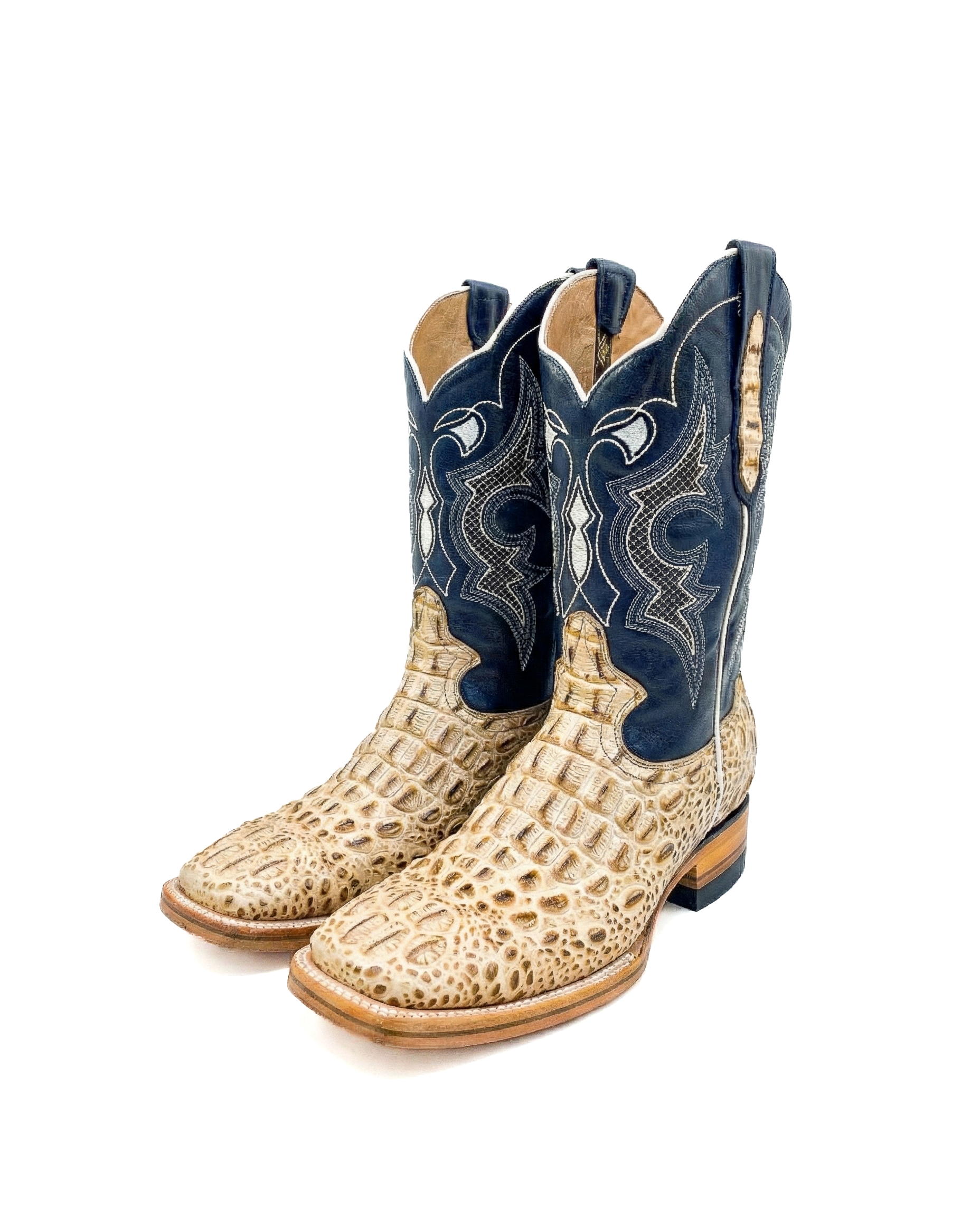 Cowboy Boot Caiman Horn Back Orix Blue – Agave Boots